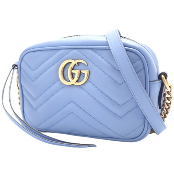 Gucci | Bags | Gucci Gg Marmont Quilted Leather Shoulder Bag Light Blue ...